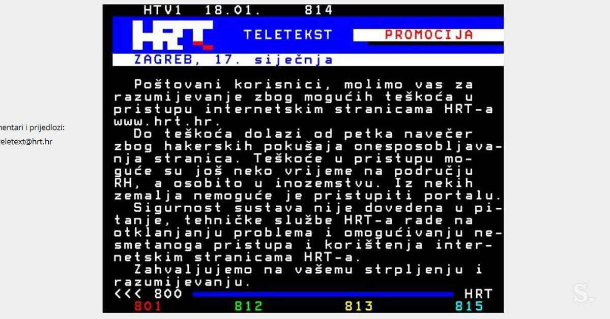 Spletne strani hrvaške radiotelevizije tarča računalniškega napada - siol.net